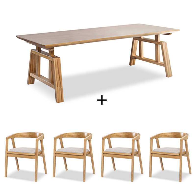 Corrigan Studio® 4 - Person Burlywood Rectangular Solid Wood Dining Table Set | Wayfair